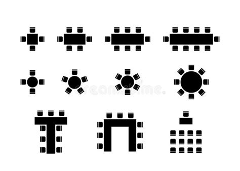 Set Of Plan For Arranging Place Seats For Guest In Interior Layout Graphic Black Elements