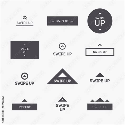 Vector Swipe Up Icon Set Black Color Isolated On White Background For Instagram Stories Design