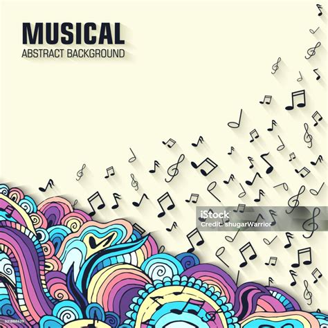 추상적임 뮤지컬 배경기술 디자인식 벡터 일러스트레이션 컨셉입니다 무지개에 대한 스톡 벡터 아트 및 기타 이미지 무지개 음표 줄서서 기다림 Istock