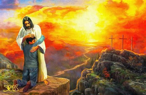 Jesus Hugging Man Christian Art Print 8 X10 Ready To Be Framed