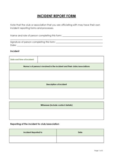 Free Incident Report Templates And Forms Word
