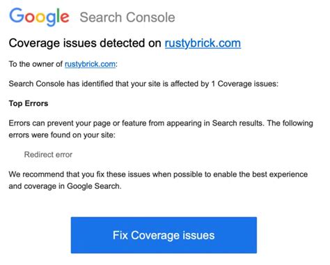 Google Issue Sent Search Console Redirect Error Notifications Google Will Fix Issue