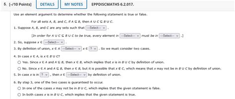 solved points]eppdiscmath5 6 2 017e an element argument