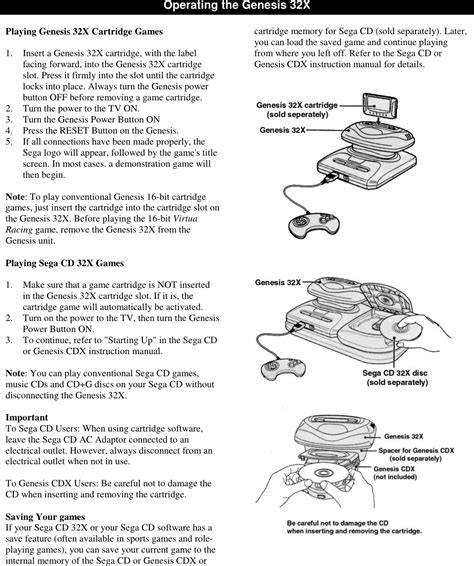 Sega Genesis 32x Instruction Manual