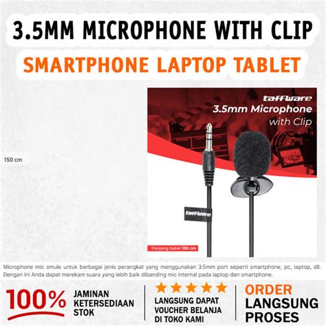 Microphone Clip Hi Quality Microphone Koneksi 3 5mm Kompatibel Dengan Semua Perangkat Black