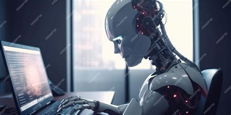 Premium Photo Artificial Intelligence Robot Using Computer Software