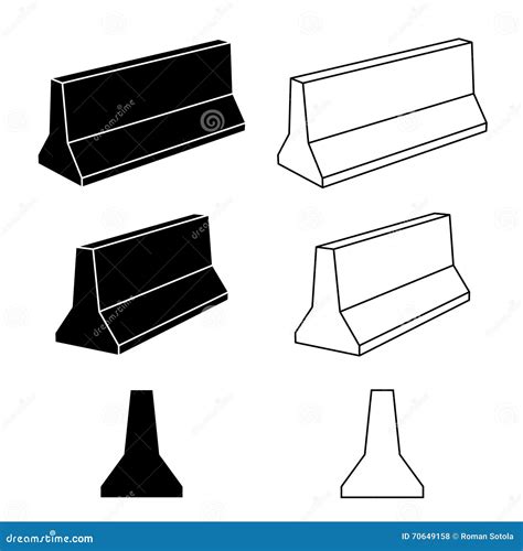 Set Road Barrier Traffic Sign Exclamation Mark In Triangle Roundabout Traffic Cone Parking