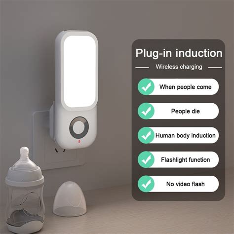 Led Induction Night Light Intelligent Wireless Aisle Corridor Night With Flashlight Dual Use Eu