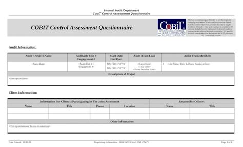 Doc Cobit Questionnaire Template General Dokumen Tips