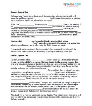 Grooms Speeches Lovetoknow Groom Speech Examples Wedding Speech Examples Groom S Speech
