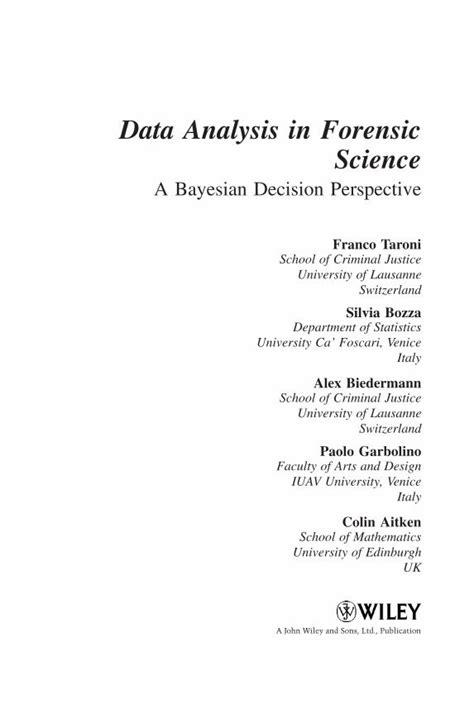 Pdf Data Analysis In Forensic Science · Data Analysis In Forensic