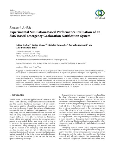 Pdf Experimental Simulation Based Performance Evaluation Of An Sms