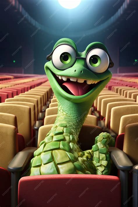 Free Photo | 3d lizard watching a movie at the cinema