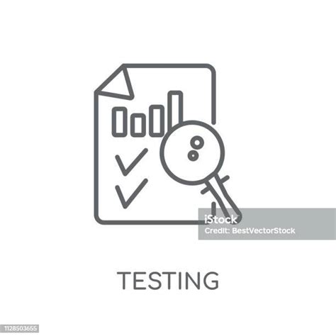 선형 아이콘 테스트 프로그래밍 컬렉션에서 흰색 배경에 현대 개요 테스트 로고 개념 개발에 대한 스톡 벡터 아트 및 기타 이미지