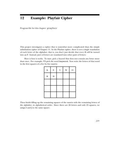 12 Example Playfair Cipher