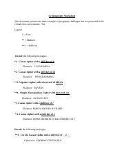 Cryptography Worksheet Pdf Cryptography Worksheet This Document Presents The Same Example