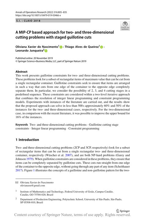 A Mip Cp Based Approach For Two And Three Dimensional Cutting Problems With Staged Guillotine
