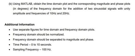 Solved B Using MATLAB Obtain The Time Domain Plot And The Chegg