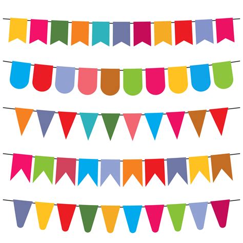 Banderas De Colores Y Guirnaldas De Banderines Para Decorar Elementos