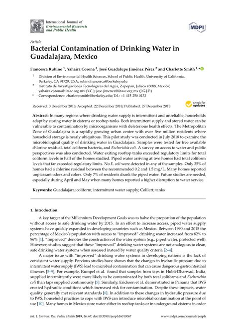 PDF Bacterial Contamination Of Drinking Water In Guadalajara Mexico