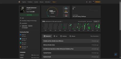 Prasath Subramani On Linkedin Leetcode Codingjourney Problemsolving Keepgrinding Codeeveryday