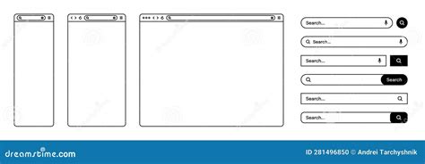 Blank Web Browser Internet Page Window With Toolbar And Search Bar