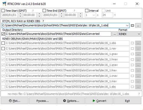 Rtkconv No Rinex File Error When Attempting To Convert Version 210 To Version 303 Rtk