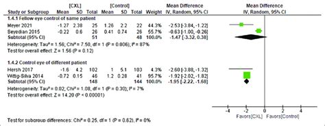 CXL Versus Control Kmax At 1 Year Subgroup Analysis Based On Control Download Scientific