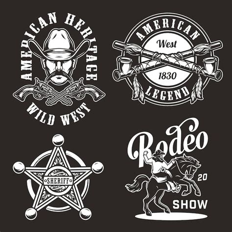 Free Vector Vintage Wild West Badges Set