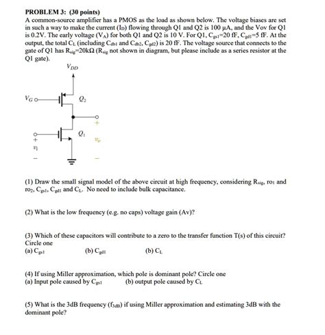 SOLVED PROBLEM Points A Common Source Amplifier Has A PMOS As The Load As Shown Below