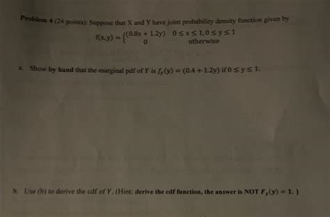 Solved Problem 4 24 Points Suppose That X And Y Have