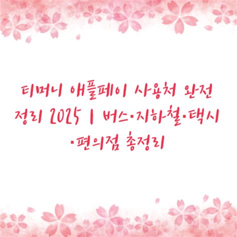 티머니 애플페이 사용처 완전정리 2025｜버스·지하철·택시·편의점 총정리