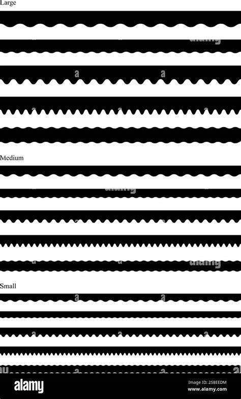 Set Of Fifteen Isolated Seamless Decorative Vector Edges For Design Use Scalloped Edges Wavy