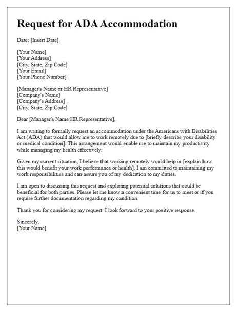 Letter Template For Ada Accommodation Request Free Samples In Pdf Letterin