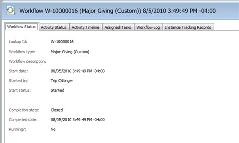 Workflow Status Tab