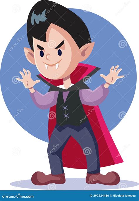 Little Vampire Boy Wearing A Halloween Costume Vector Cartoon Character