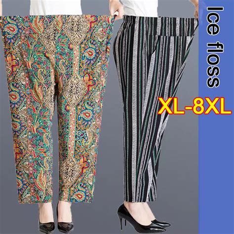Купить XL-8XL женские брюки летние брюки для пожилых людей свободные ...