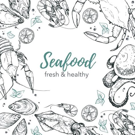 Seafood Restaurant Colorful Set Logotypes Vector Image