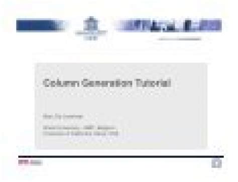 Column Generation Tutorial