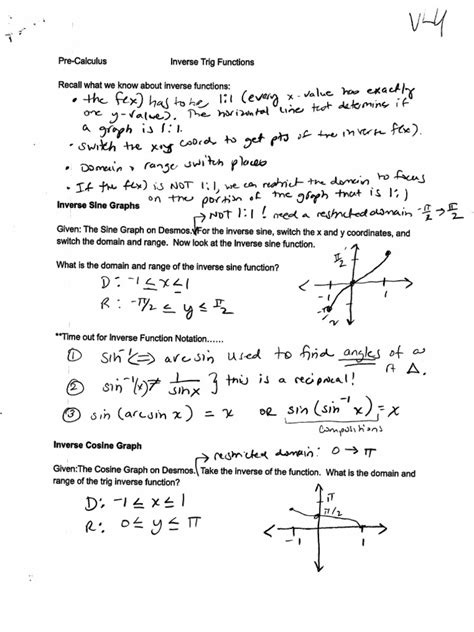 Inverse Trig Function Completed Notes Pdf
