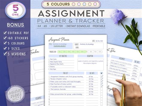 Assignment Tracker Editable And Printable Pdf Assignment Planner