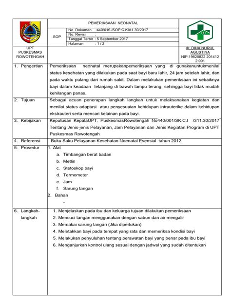 4 Sop Pelayanan Neonatal S Pdf
