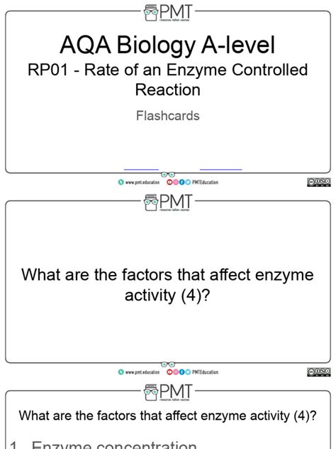 Flashcards Rp 01 Rate Of An Enzyme Controlled Reaction Aqa Biology A Level Pdf Enzyme