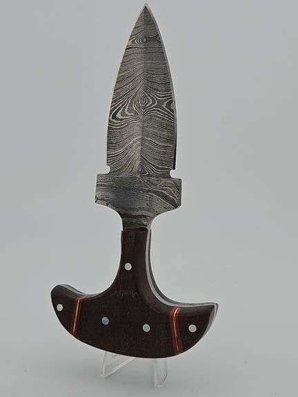 Damascus Push Dagger W Leather Sheath Auction Ohio Damascus Push Dagger W Leather Sheath Auction Ohio