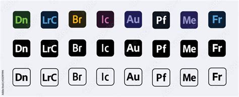 Adobe Programs Icons Set Adobe Dimension Lightroom Classic Bridge Adobe Audition Media
