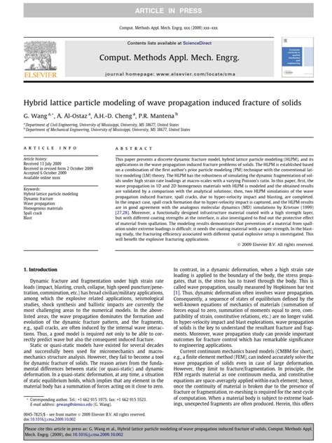 Hybrid Lattice Particle Modeling Of Wave Propagation Induced Fracture Of Solids Download Free