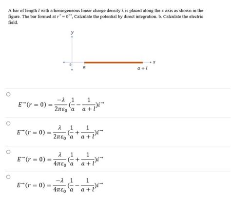 a bar of length l with a homogeneous linear charge