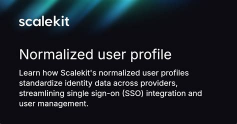 Normalized User Profile Scalekit Docs
