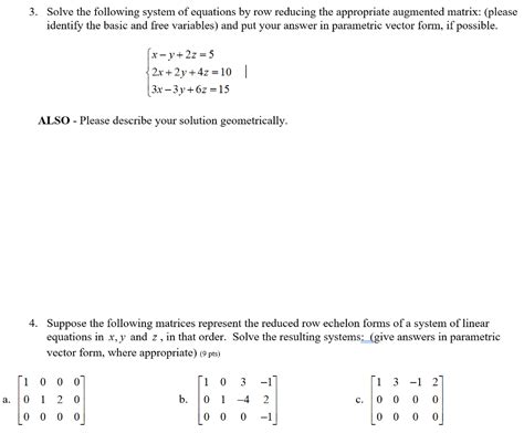 solved solve the following system of equations by row