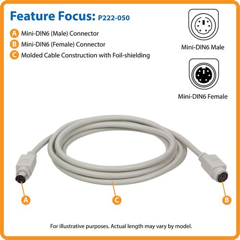 Tripp Lite 50ft Keyboard Mouse Extension Cable PS 2 Mini DIN6 M F 50 Keyboard Mouse
